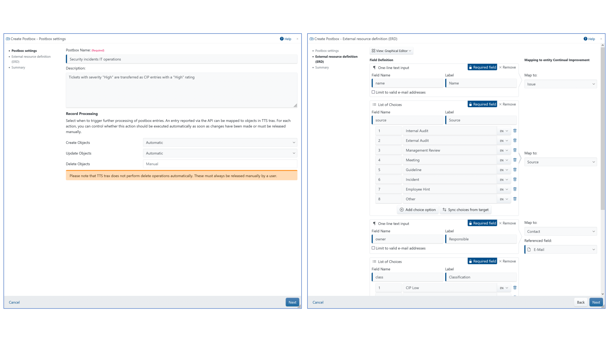 Example: Integrating issue trackers - TTS trax - Das smarte ISMS Tool